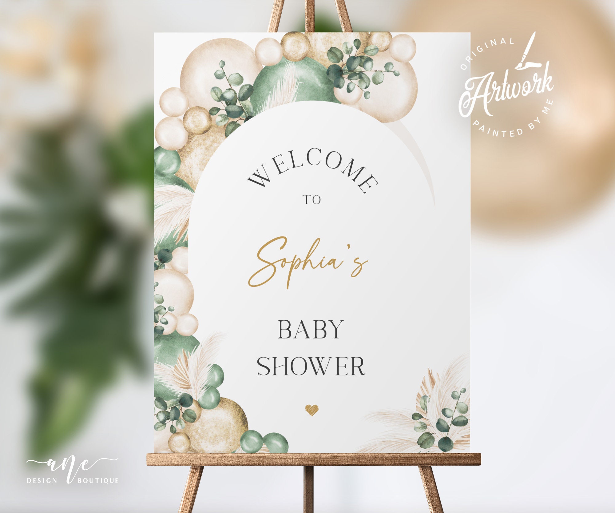 Sage Green Baby Shower Welcome Sign Template, Gender Neutral Editable ...