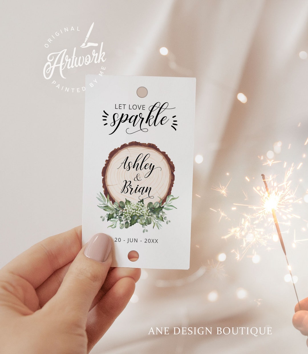 Rustic Wedding Sparkler Tag Printable Template, Let Love Sparkle, Grand ...