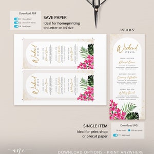 Bougainvillea Tropical Welcome Letter Itinerary Template, Beach Wedding ...