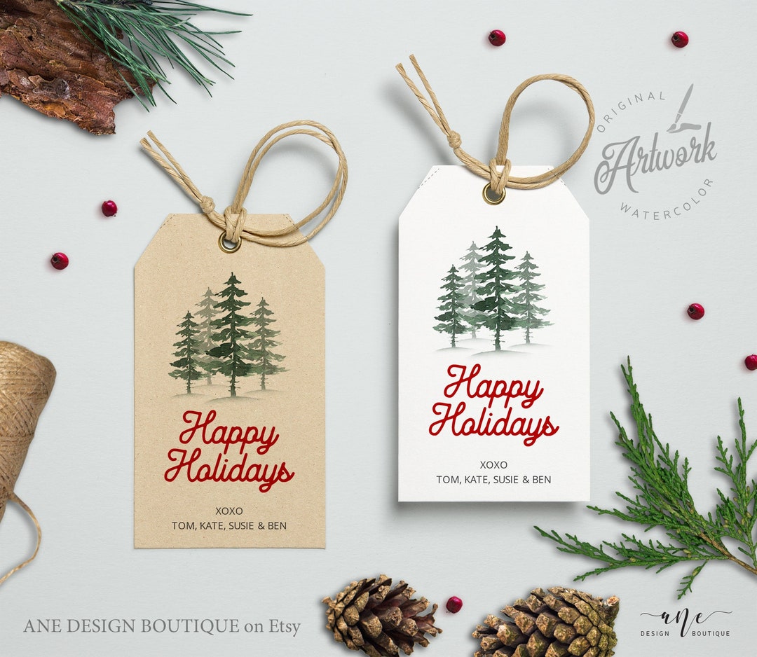 Pine Tree Woods Gift Tag Template, Holiday Printable Tag, Original ...