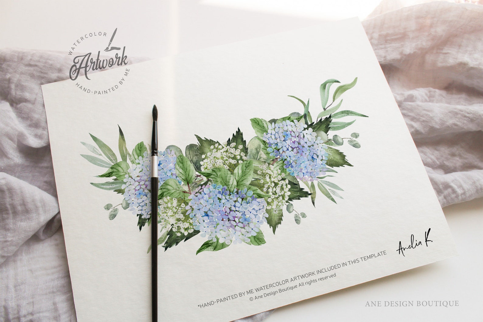 Blue Hydrangea Wedding Program Printable Template Rustic - Etsy