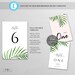 Tropical Table Numbers Template, Printable Wedding Table Seating Card ...