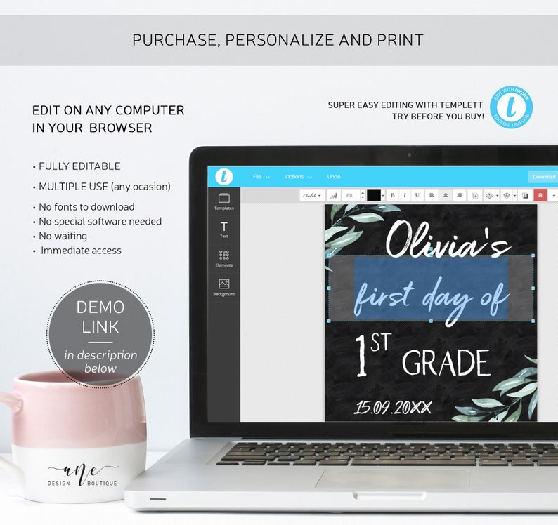 Back to School Chalkboard Sign Template Fully Editable Any | Etsy