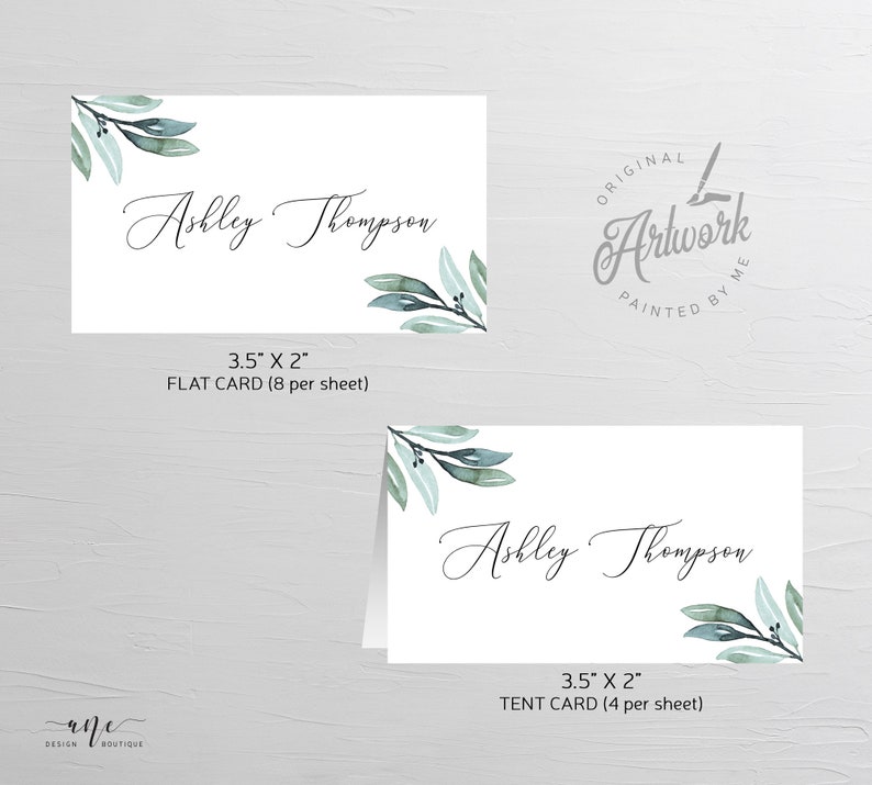 Eucalyptus Greenery Place Card Template Boho Garden | Etsy