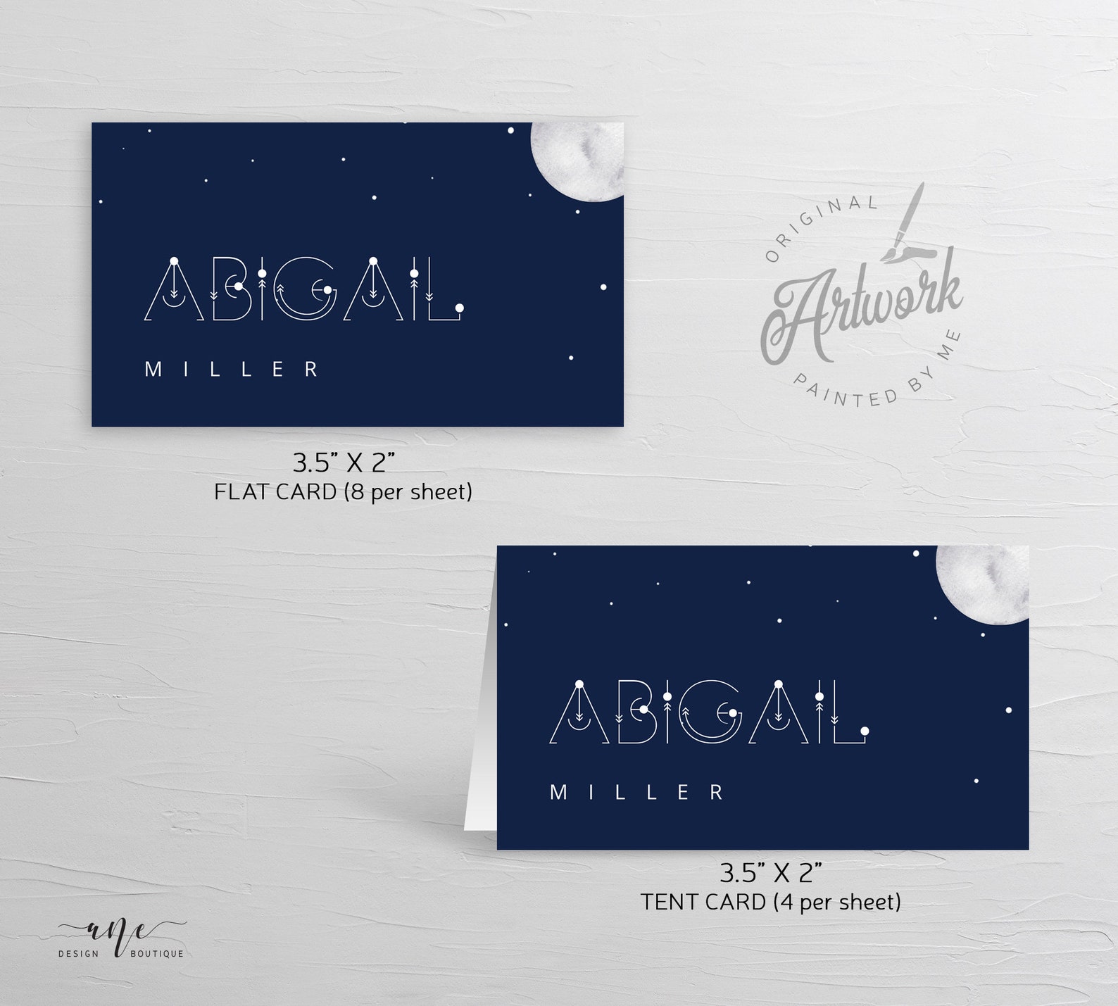 Moon and Stars Place Card Template Printable Celestial | Etsy