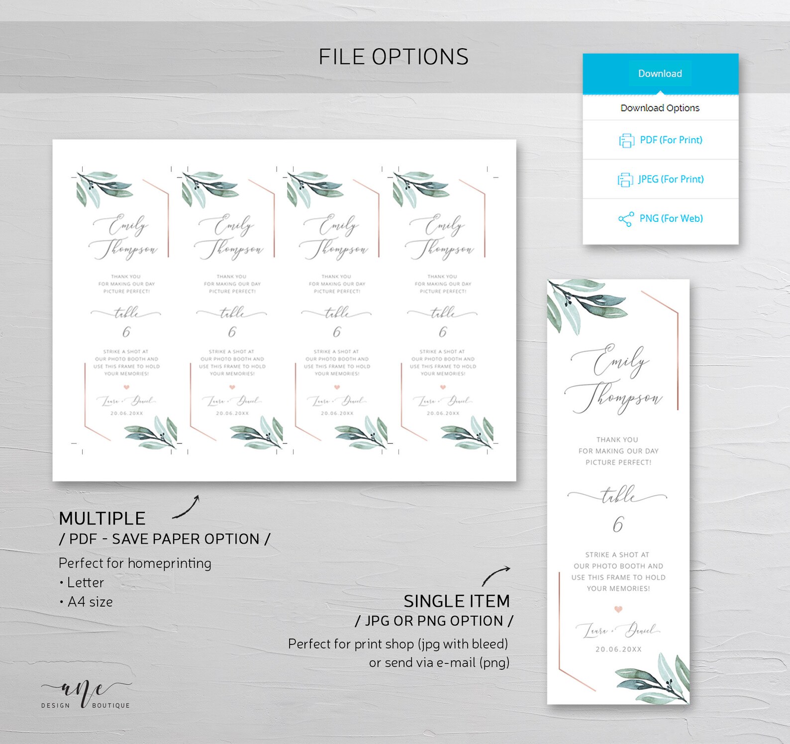 Greenery Wedding Bookmark Favor Template Favor Tag Printable - Etsy