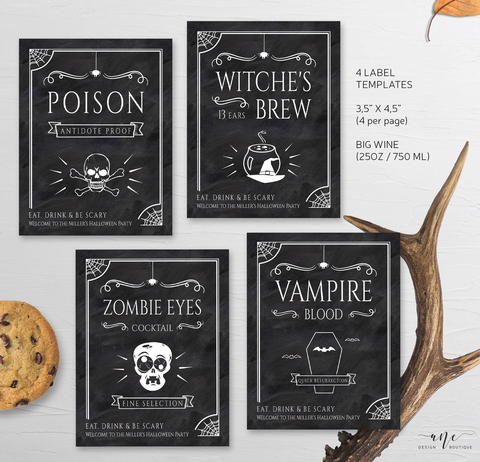 Editable Halloween Wine Bottle Label Templates Funny - Etsy