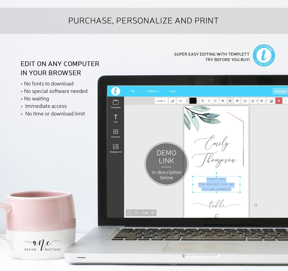 Greenery Wedding Bookmark Favor Template Favor Tag Printable - Etsy