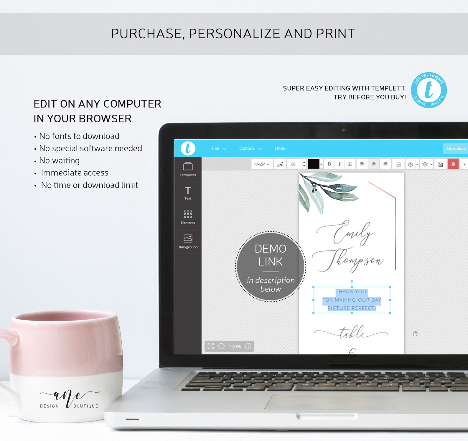 Greenery Wedding Bookmark Favor Template Favor Tag Printable - Etsy