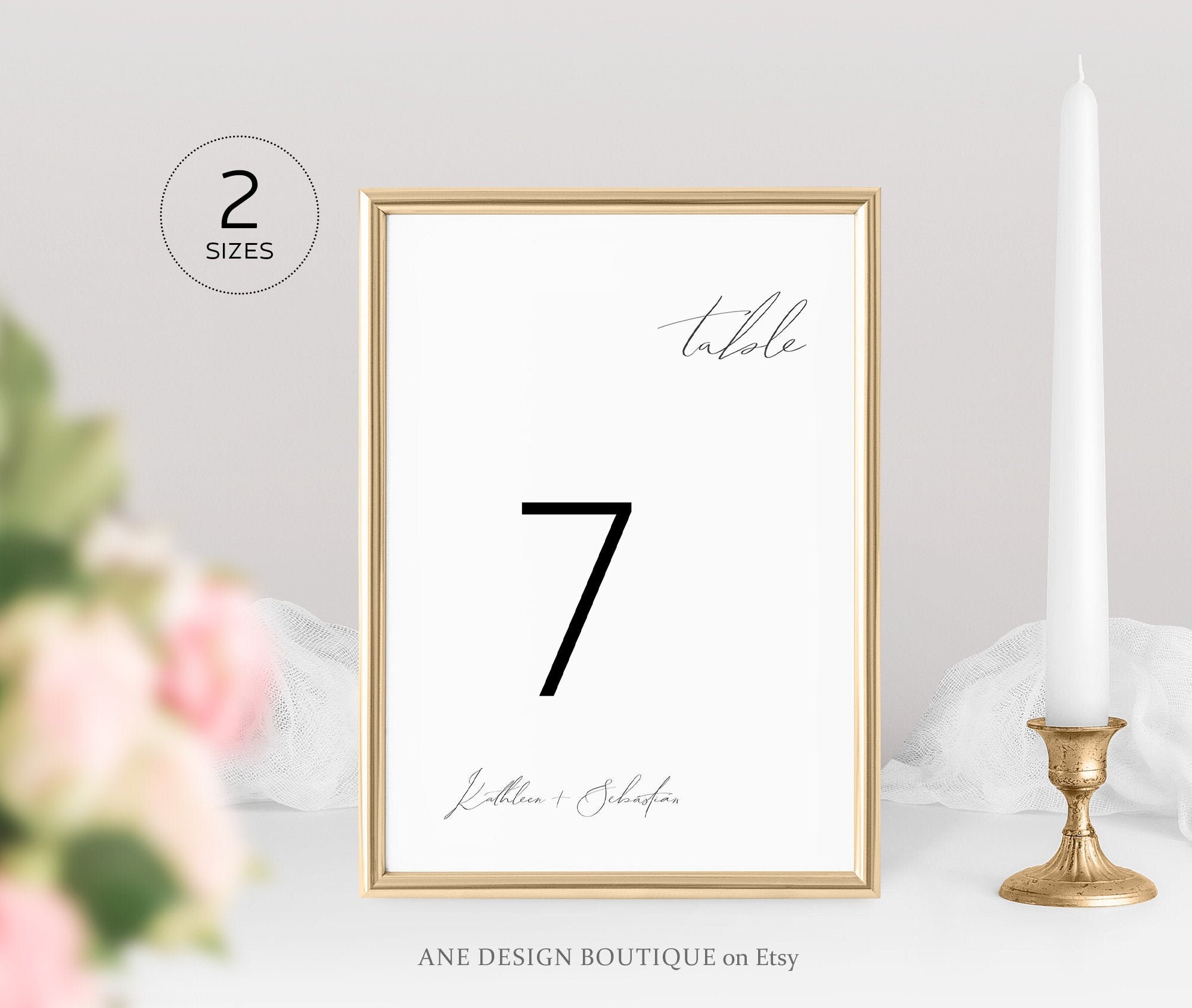 Minimalist Table Number Cards Template, Simple Modern Calligraphy ...