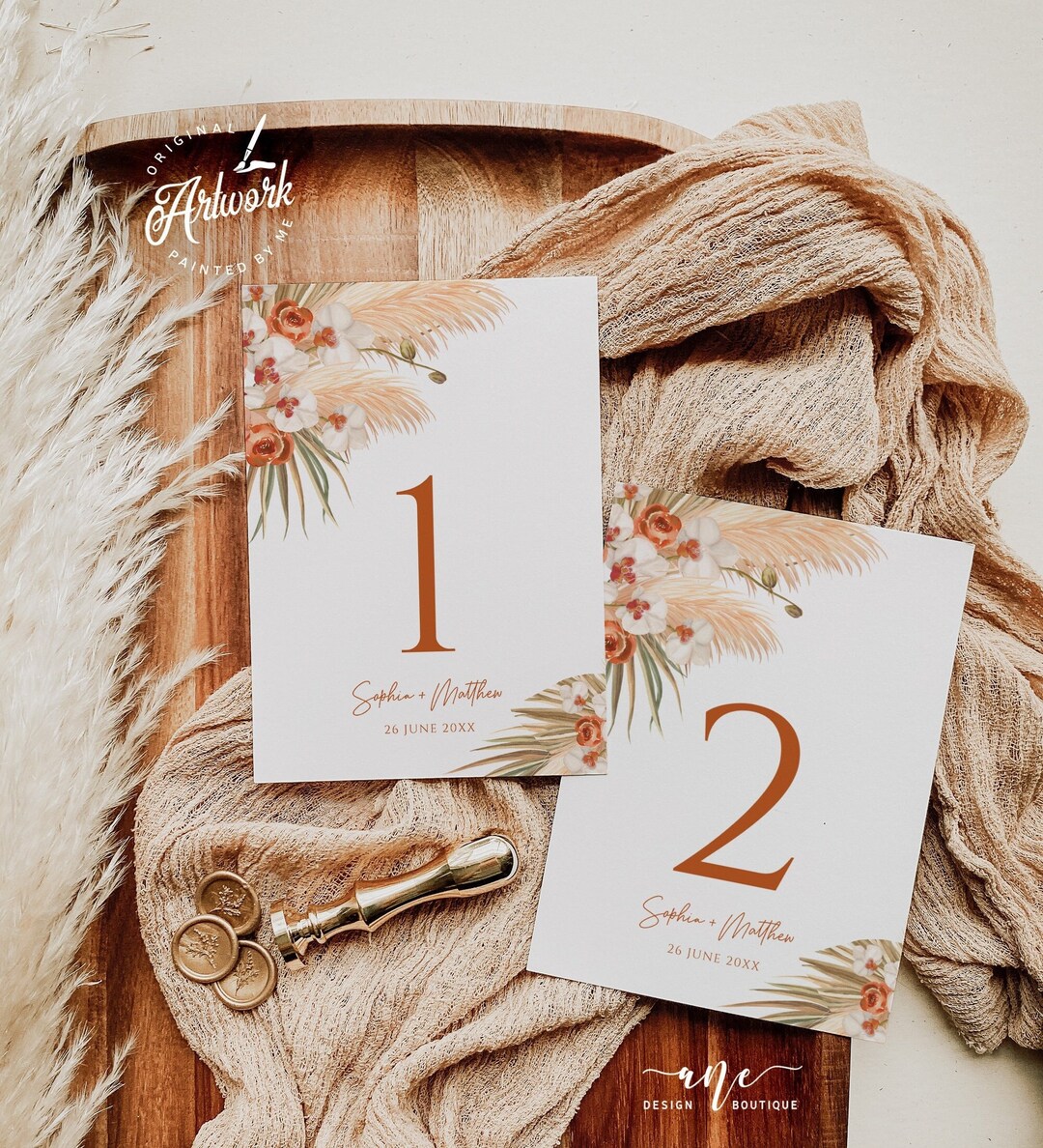 Terracotta Wedding Table Numbers Template, Earthy Tones Boho Modern ...