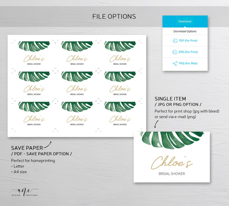 Monstera Mini & Full Champagne Label Template Tropical Leaf - Etsy