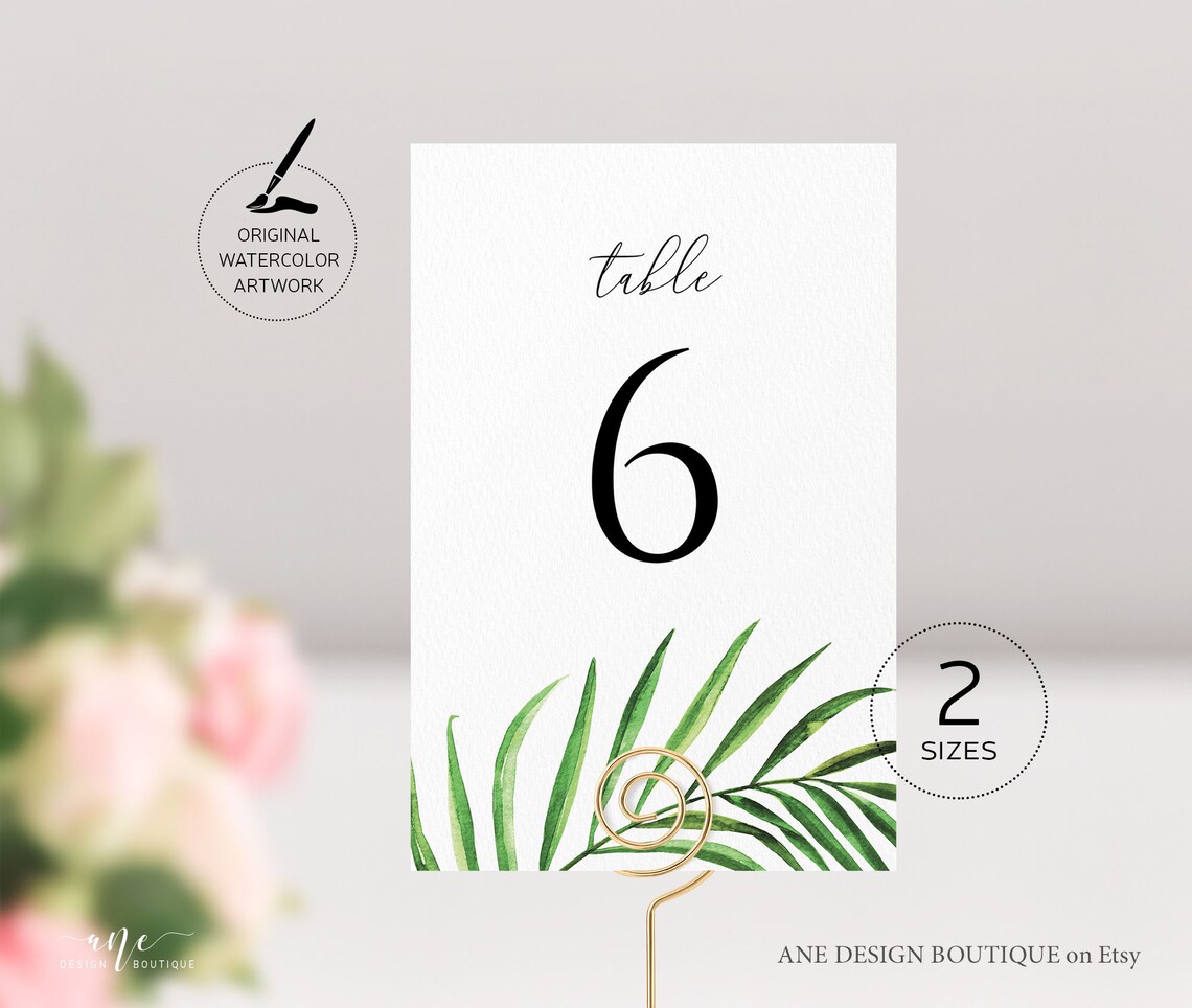 Tropical Table Numbers Template Printable Wedding Table | Etsy