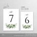 Rustic Greenery Table Numbers Template, Printable Wedding Table Seating ...