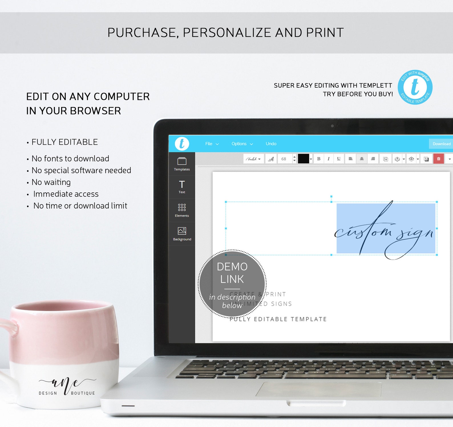 Modern Minimalist Custom Sign Template 100% Editable Modern - Etsy