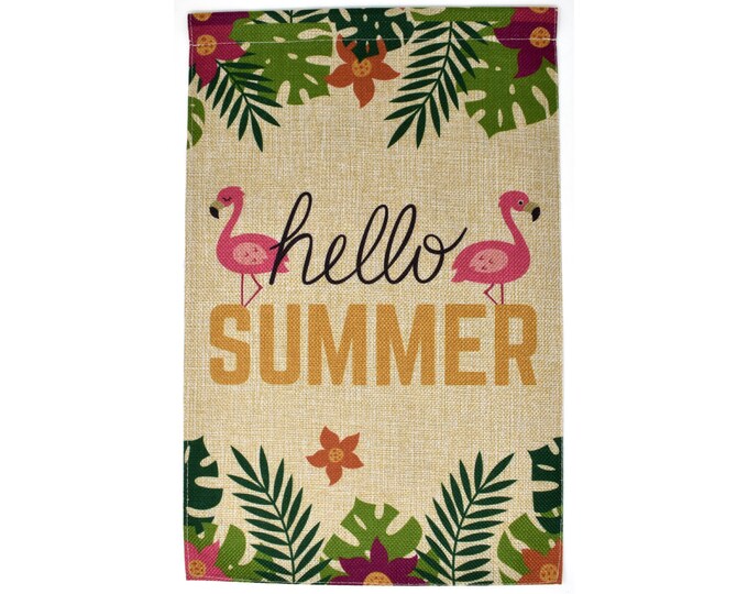 Hello Summer Garden Flag Banner 12x18 Double Sided Burlap - Etsy