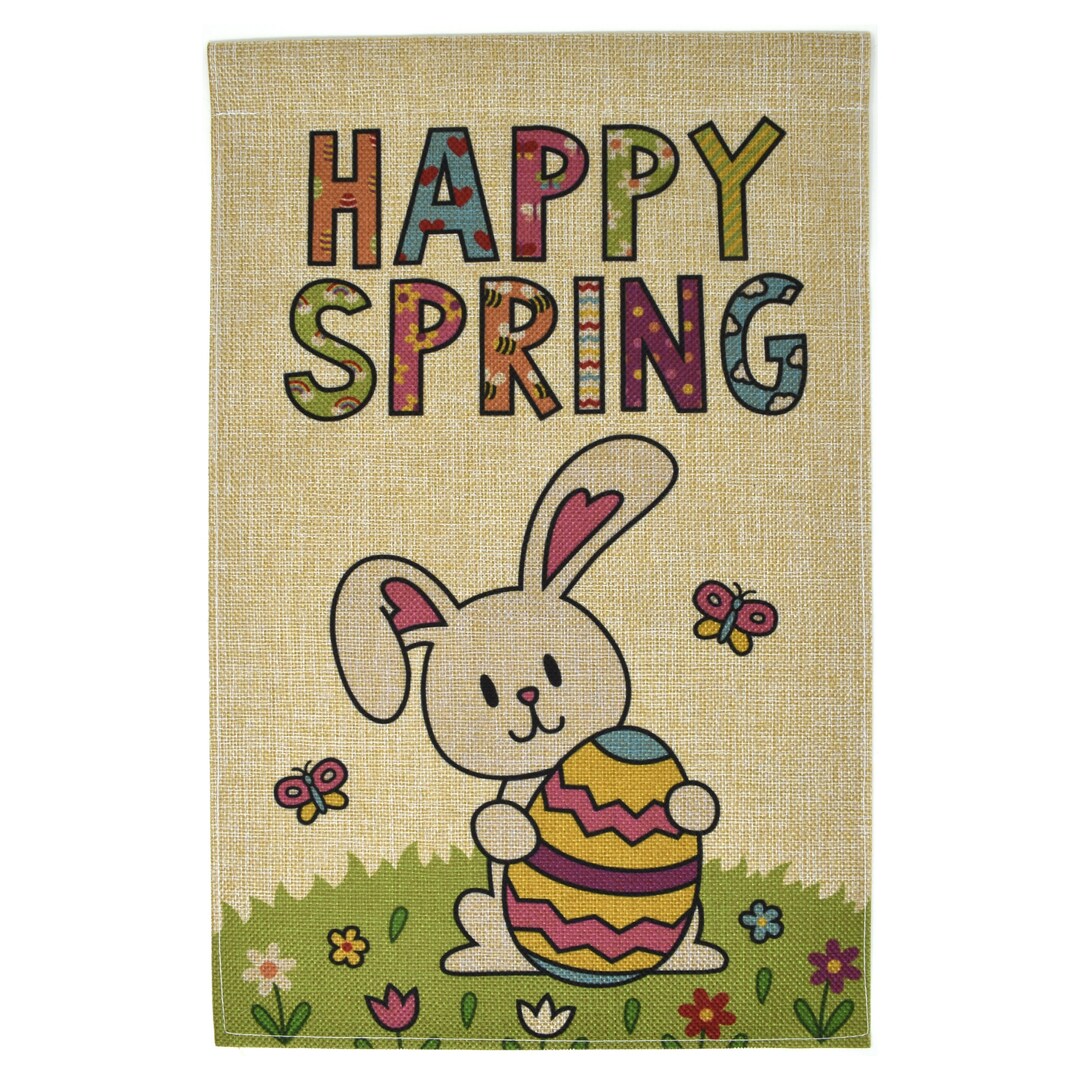 Happy Spring Garden Flag (Lapin de Pâques) - 12x18 Bannière en toile de ...
