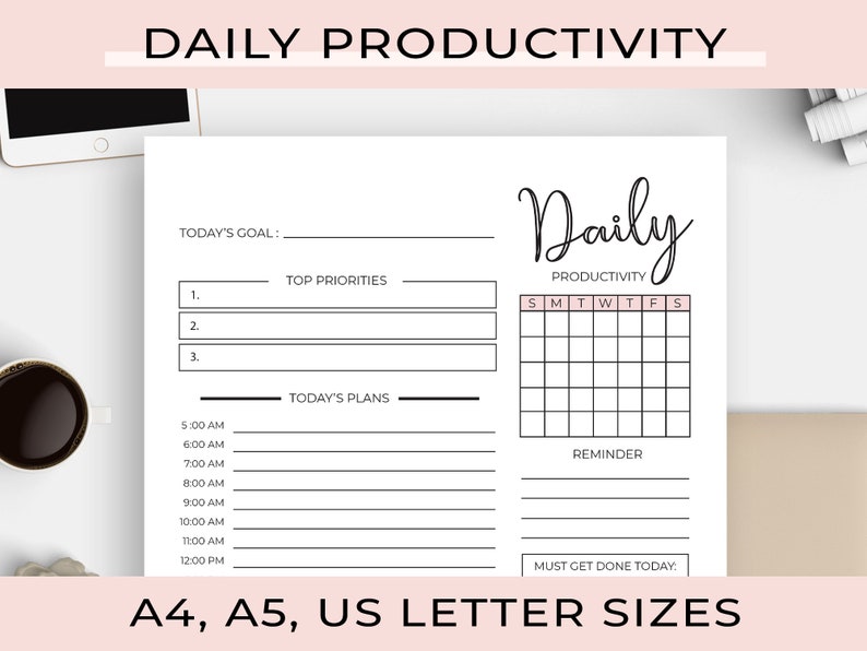 Daily Productivity Planner Schedule Planner To-do List - Etsy