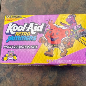 Retro Kool Aid Purplesaurus Rex and Rockadile Red Jammers Drink Pouch ...