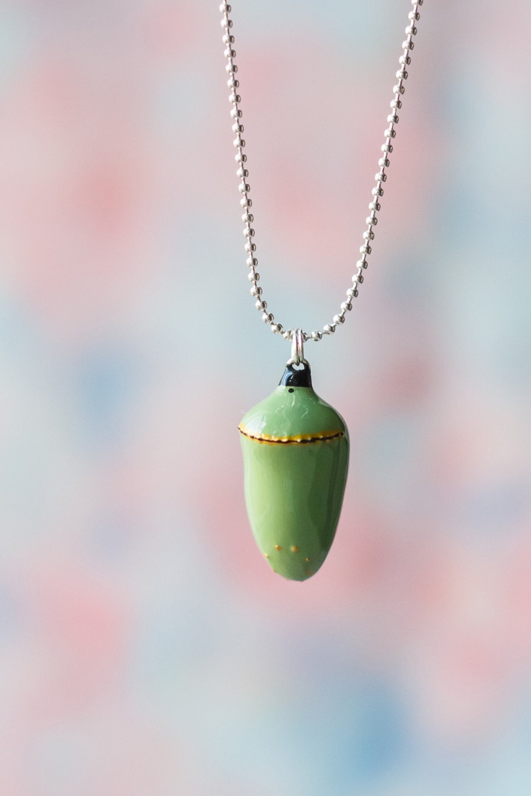 Monarch Chrysalis Pendant Chrysalis Necklace Etsy