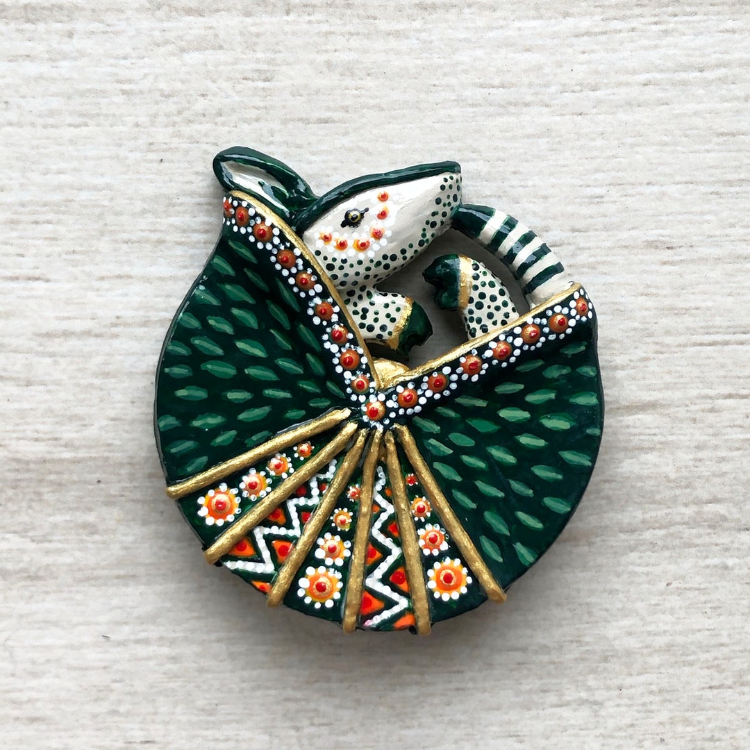 Green Armadillo Brooch: Polymer Clay Animal Jewelry - Etsy
