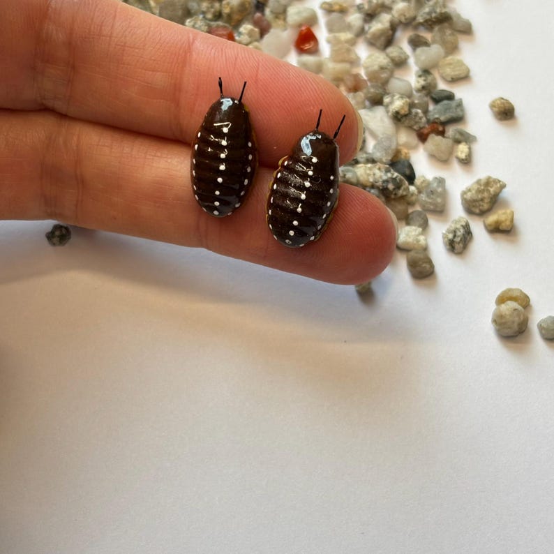 Handmade Isopod Jewelry Set: Polymer Clay Bug Earrings, Pendant & Pin ...
