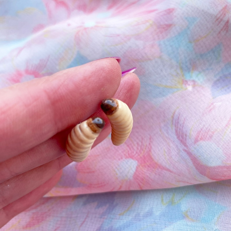 Handmade Grub Earrings: Unique Insect Jewelry, Fisherman Gift - Etsy