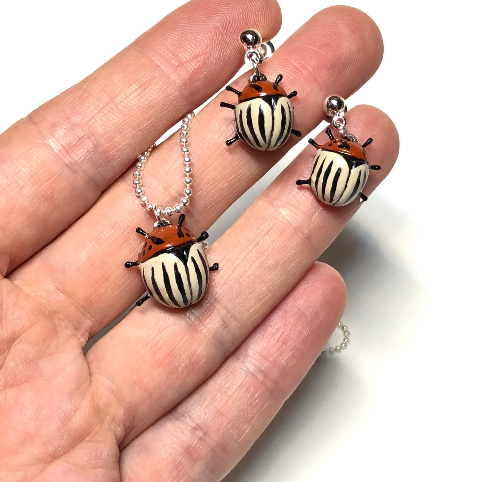 Colorado Beetle Earrings Clay Insect Jewelry | Etsy