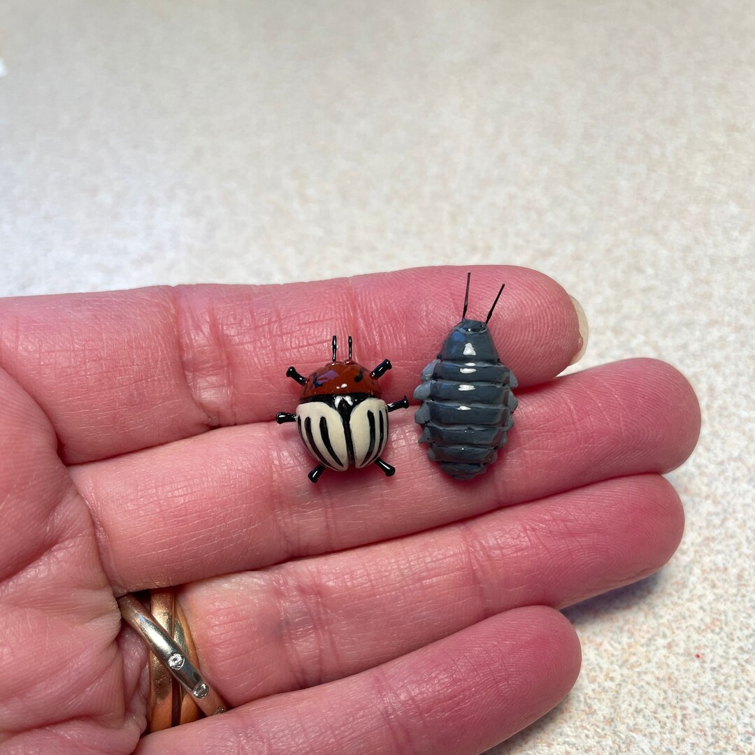 Isopods and Colorado Bug Stud Mismatched Earrings, Handmade Earrings ...