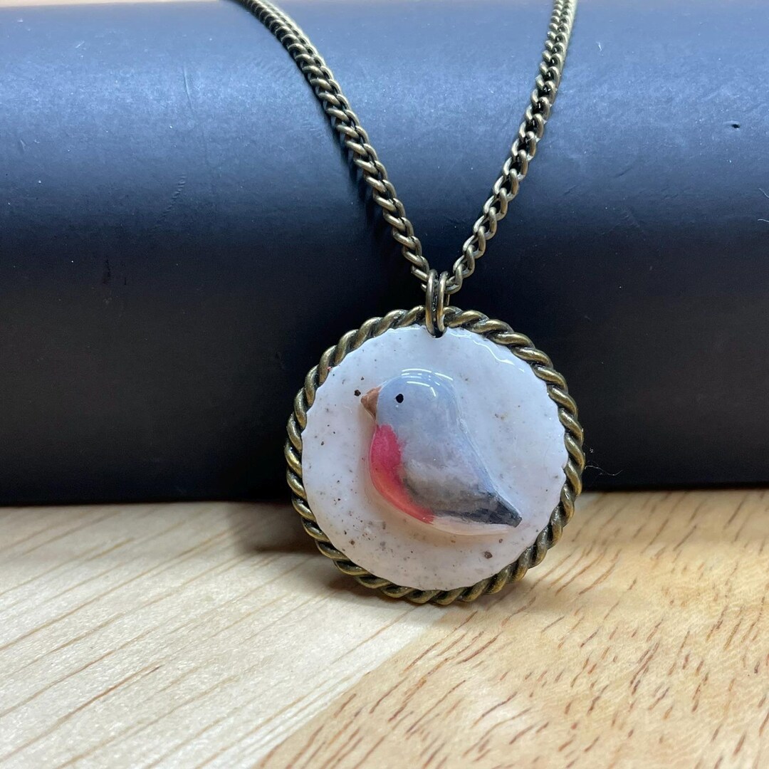 Handmade Robin Bird Pendant, Nature-inspired Ceramic Dangle Jewelry ...