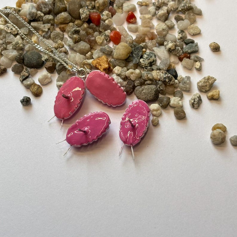 Handmade Cherry Blossom Isopod Jewelry Set: Polymer Clay Pendant ...