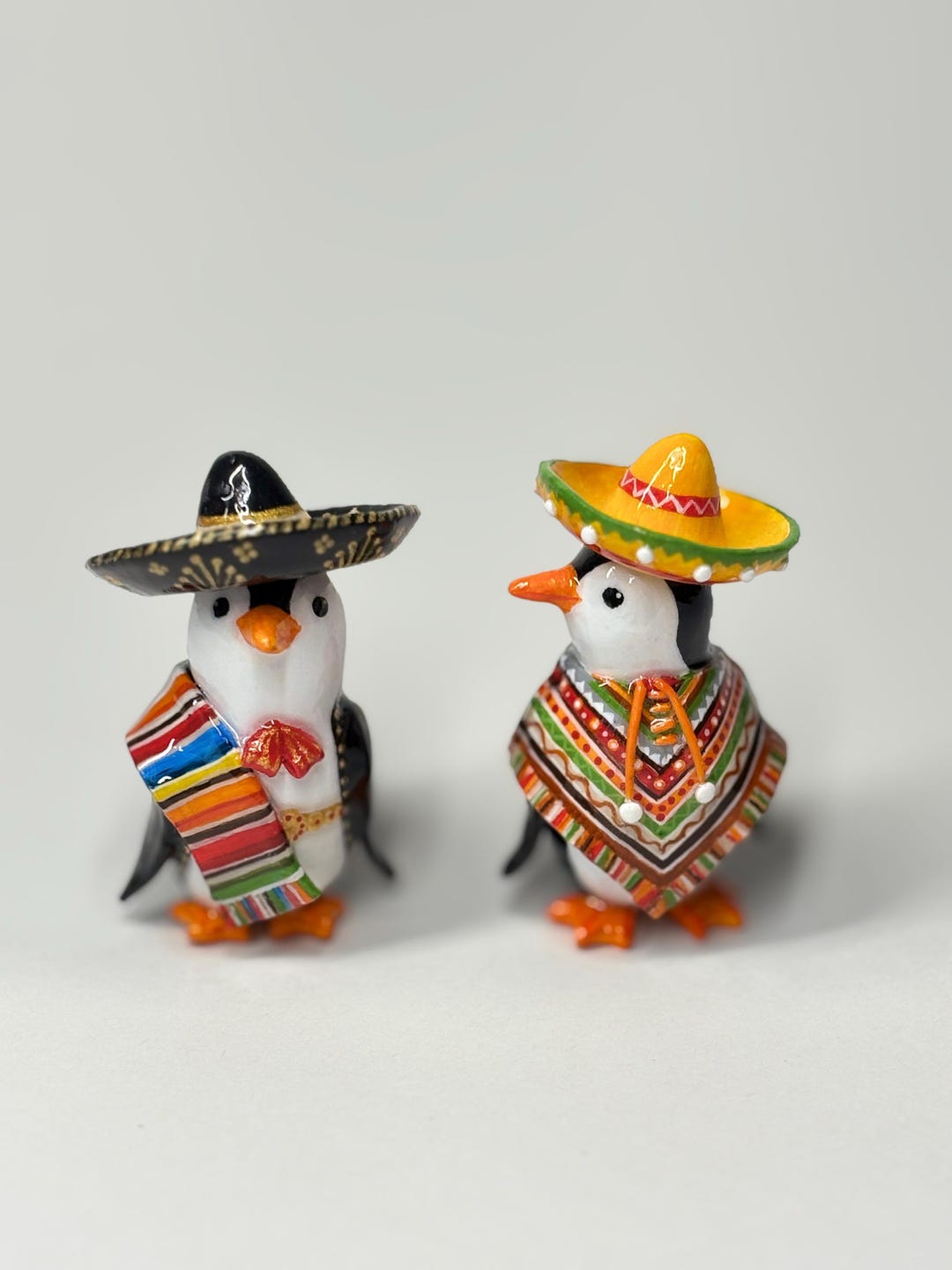 Handmade Penguin Figurine in Mexican Poncho and Sombrero - Etsy