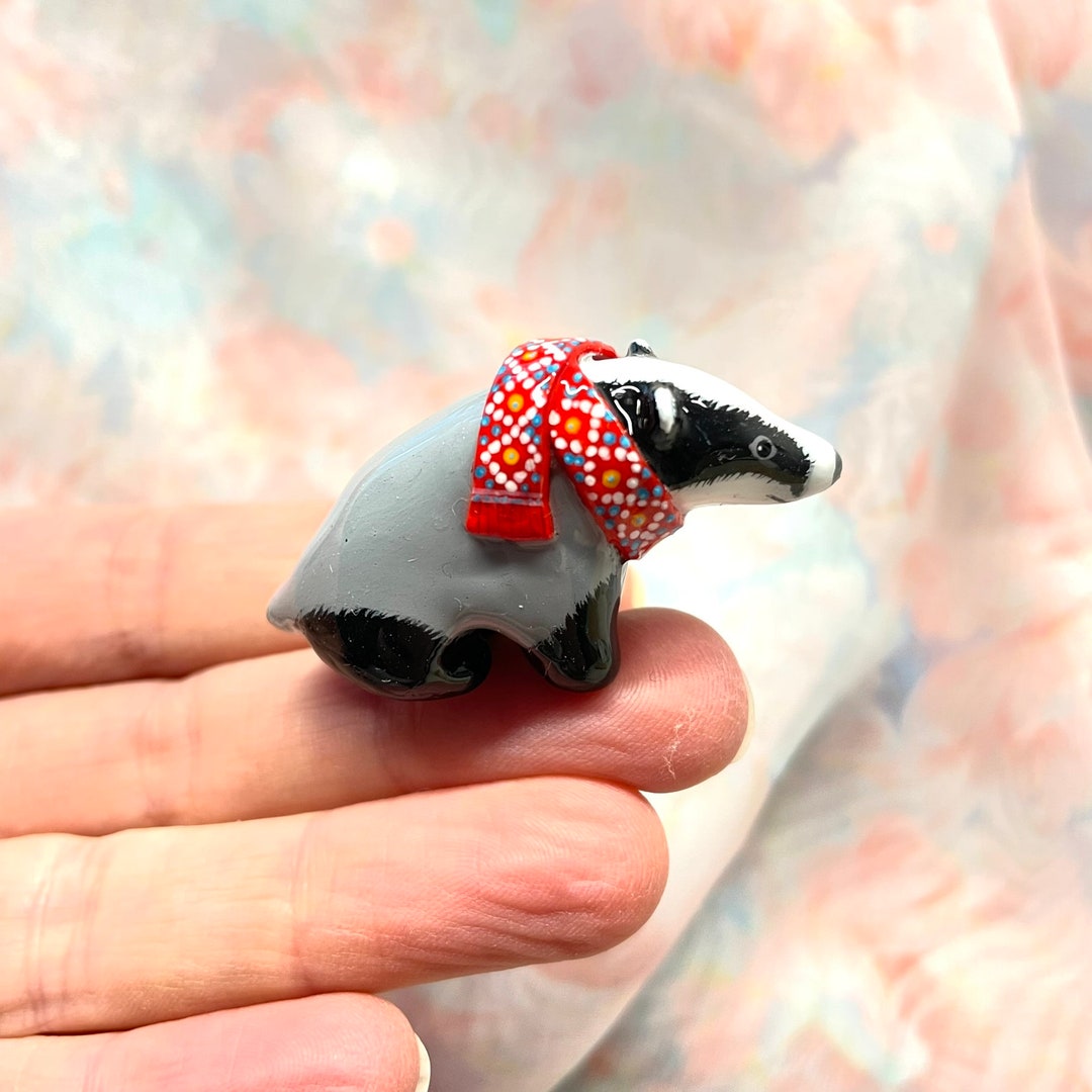 Handmade Badger Figurine, Miniature Animals, Desk Friends, Animal Lover ...