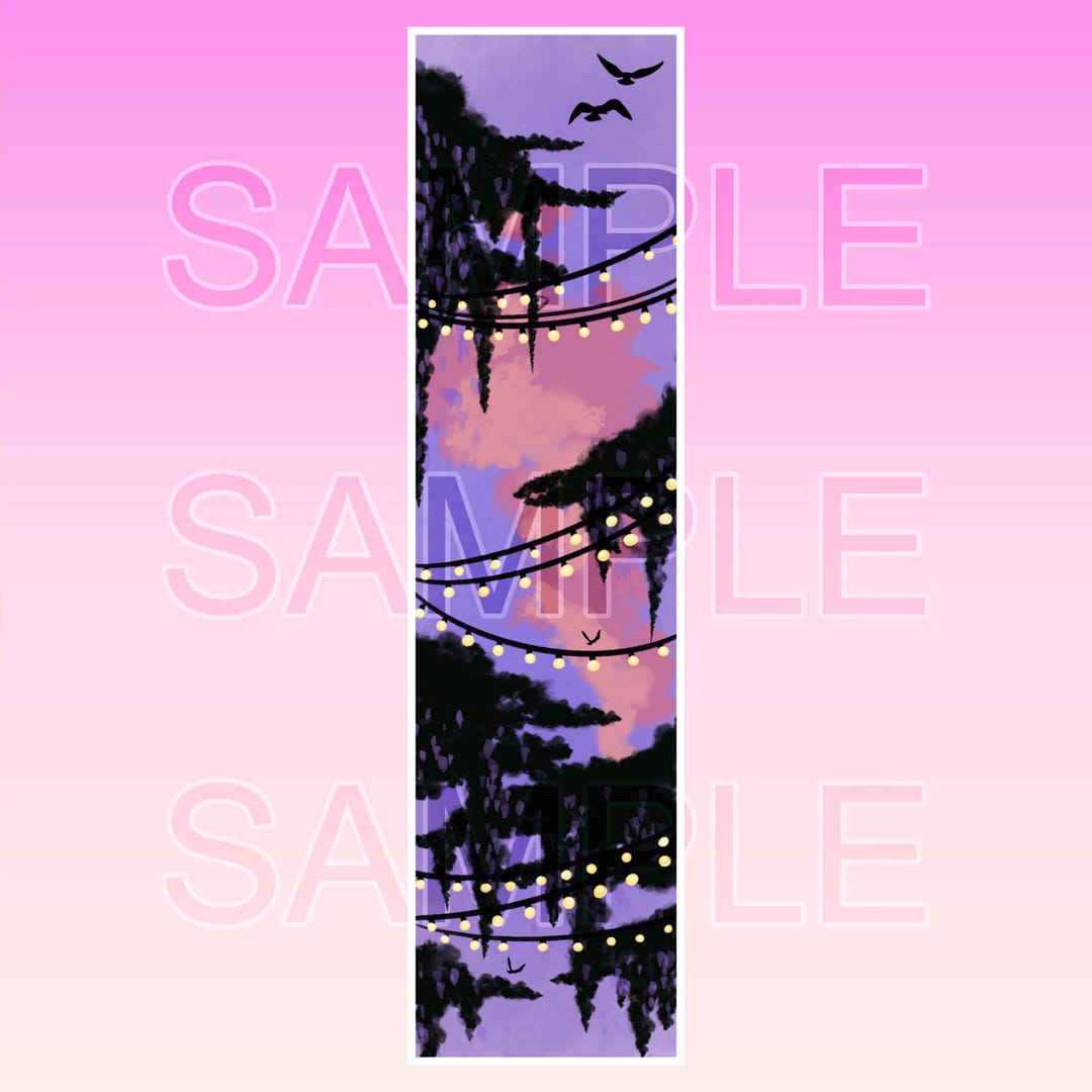 Sunset Trees Birds Fairy Lights Laminated Bookmark 6x2" - Etsy