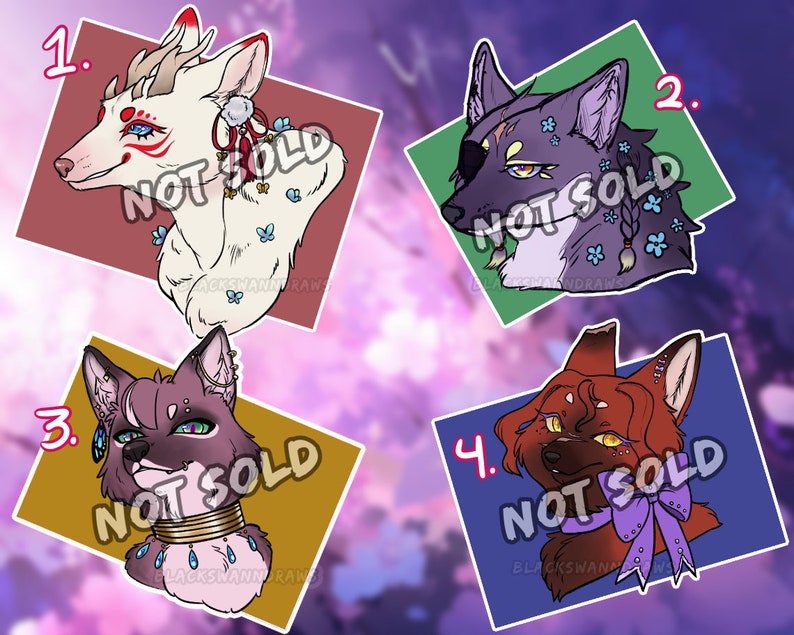 KITSUNE HEAD DESIGNS // Fursona Design Adopts - Etsy