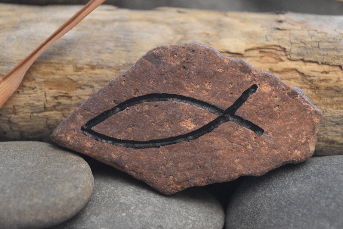 Christian Fish Symbol ICHTHYS or IXTHYS in Greek Pocket Size | Etsy