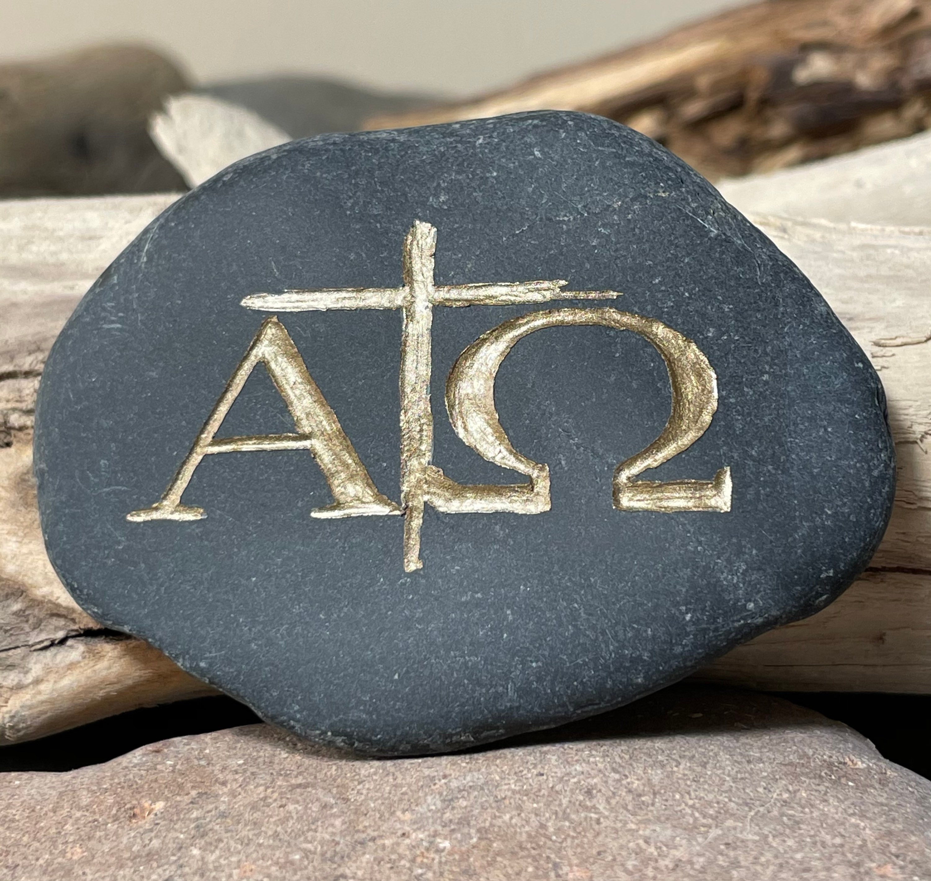 REVELATION Alpha and Omega stone 1 stone | Etsy