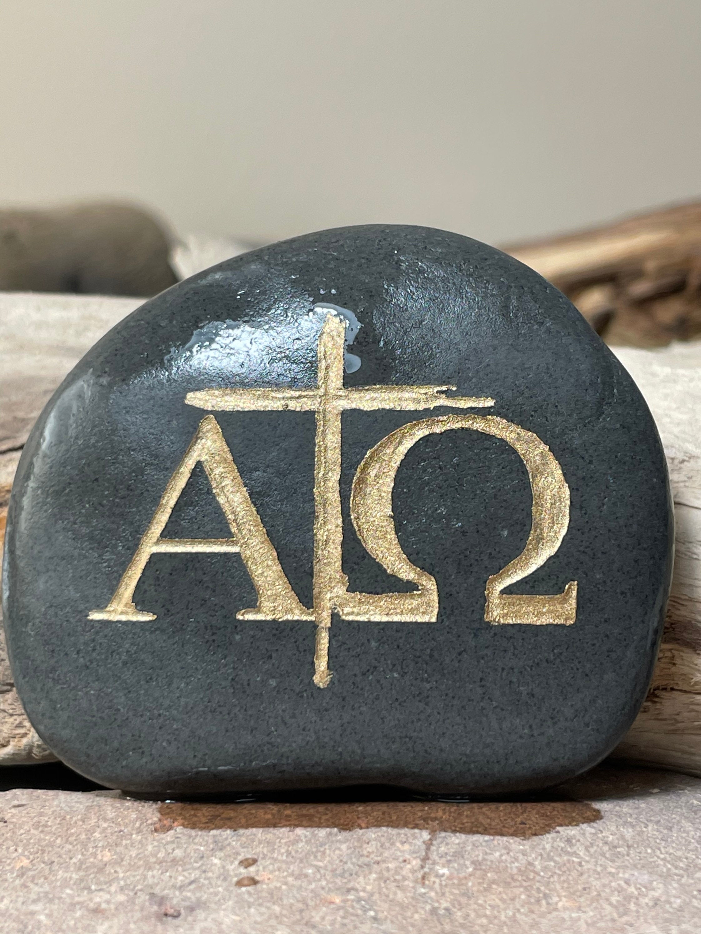 REVELATION Alpha and Omega stone 1 stone | Etsy