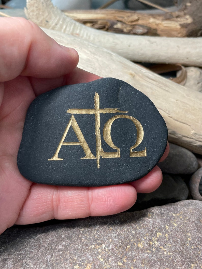 REVELATION Alpha and Omega Stone 1 Stone | Etsy