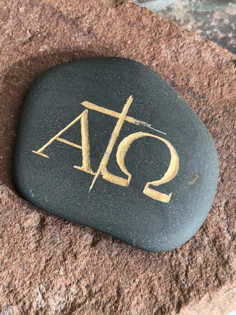 REVELATION- Alpha and Omega / Jesus 2-sided Engraved Stone (1 Stone) - Etsy