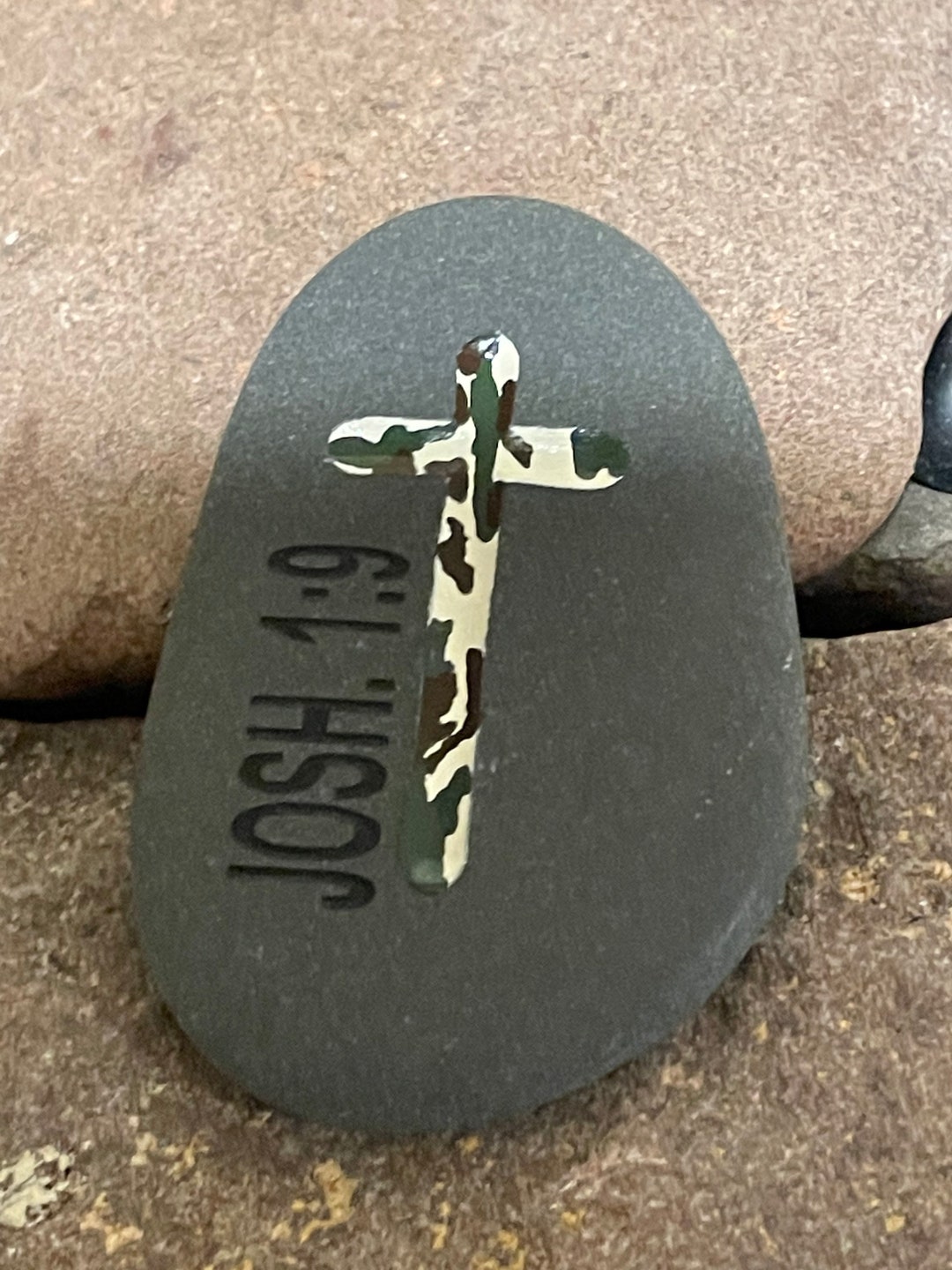 Camouflage Pocket Cross With Bible Verse Pocket Size Engraved Stone - Etsy