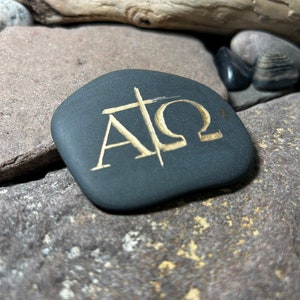 REVELATION- Alpha and Omega / Jesus 2-sided Engraved Stone (1 Stone) - Etsy