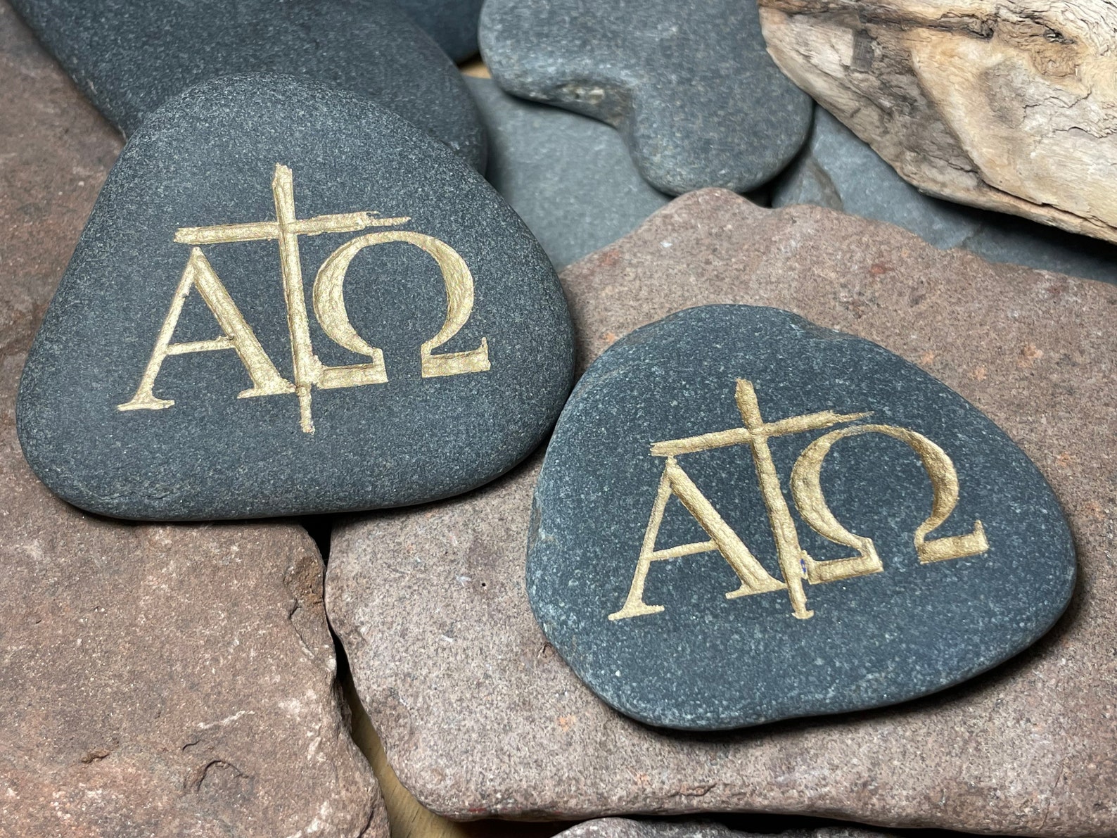 REVELATION Alpha and Omega Stone 1 Stone | Etsy