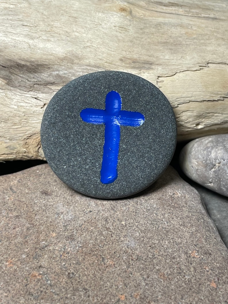 3D Heart Rock - 2 Sided Design With Cross - Etsy