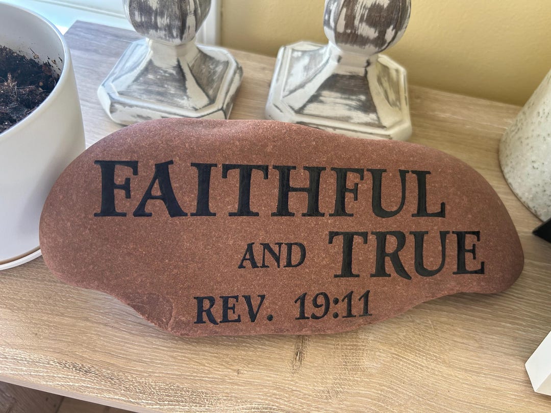 Engraved Red Basalt Stone: Faithful and True, Lake Superior Rock Art - Etsy