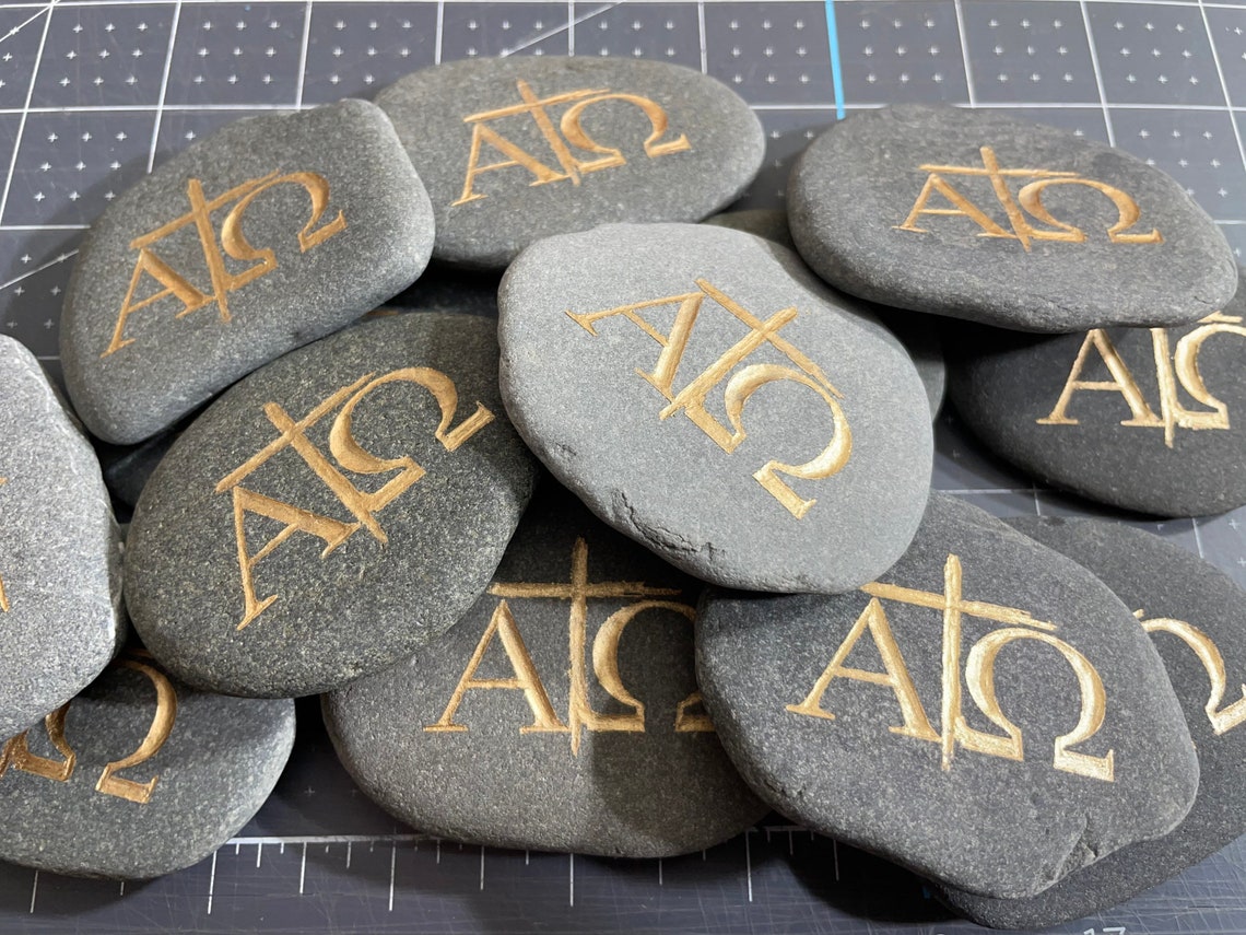 REVELATION Alpha and Omega Stone 1 Stone | Etsy