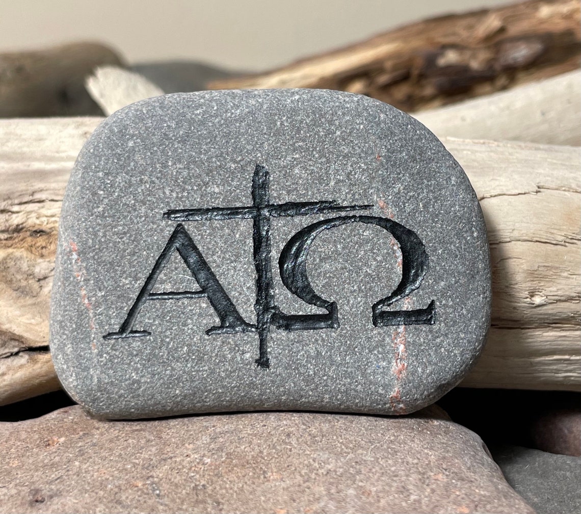 REVELATION Alpha and Omega stone 1 stone | Etsy