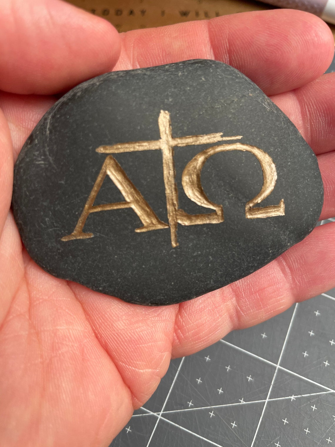 REVELATION Alpha and Omega Stone 1 Stone | Etsy