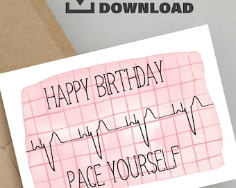 ECG Trace Funny Card | Doctor/nurse/paramedic Birthday | Cardiology ...