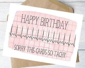 ECG Trace Funny Card | Doctor/nurse/paramedic Birthday | Cardiology ...